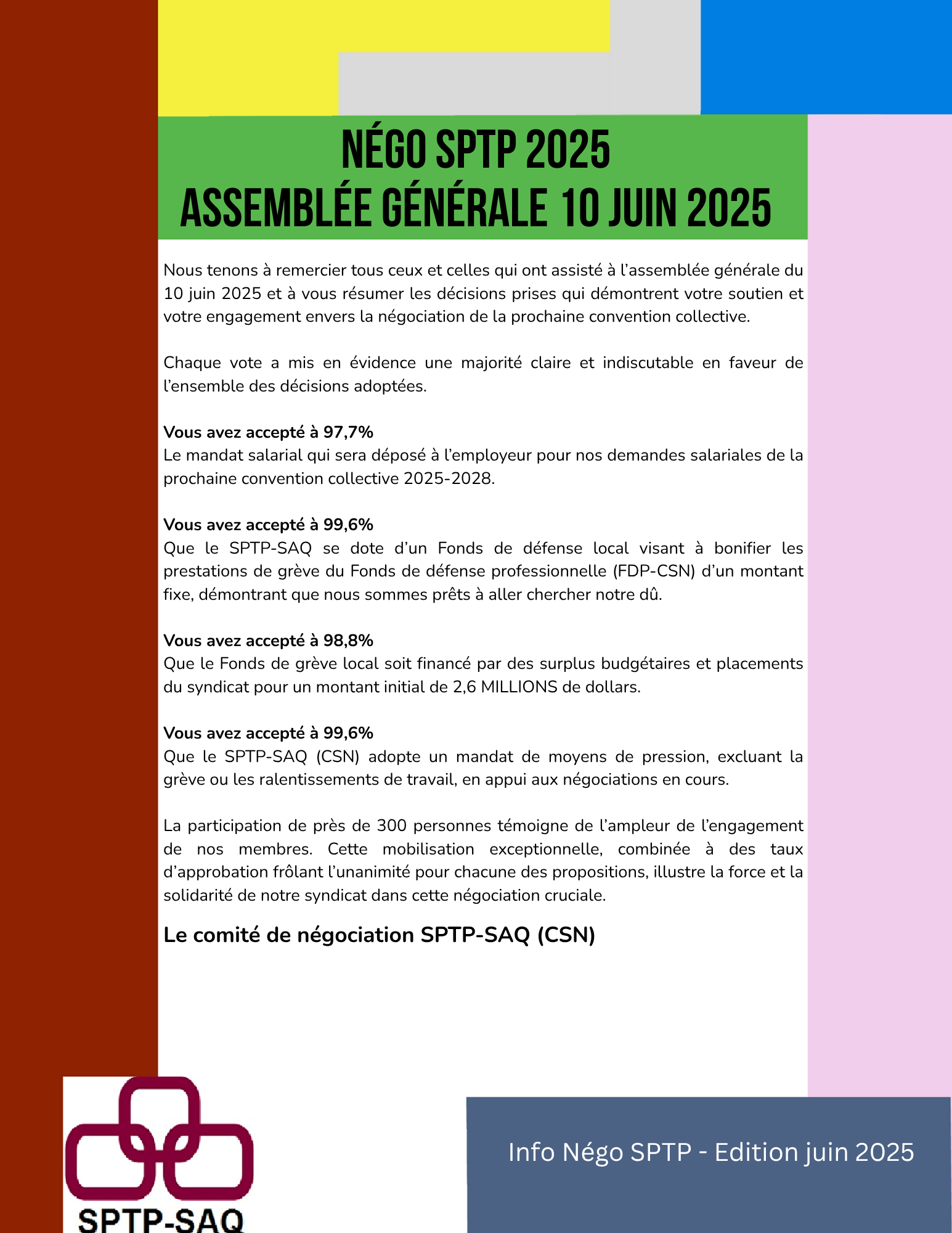 Info Négo SPTP 2025 – Édition juin – SPTP-SAQ